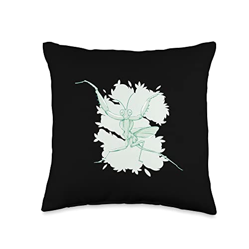 Cute mantis smile inspiration store motif graphic Cute Mantis Smile Throw Pillow, 16x16, Multicolor