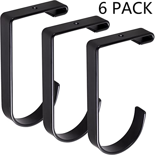 Saderoy 6-Pack Add-On Storage Flat Hook Accessory for Garage Ceiling Storage Rack and Wall Shelving, Black- Suitable for FLEXINOUMTS Ceiling Storage Racks and Wall Shelves