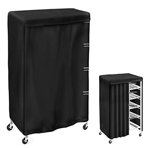 ZOOLYO Shelving Cover Storage Shelf Cover Wire Rack Shelving Cover, Fits Racks 48Wx24Dx72H inch,Fast and Convenient Access to Item (Black,only Cover).