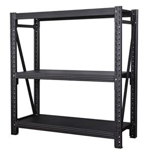 BIBKOK 3-Tier Industrial Shelving Rack, Heavy Duty Workshop Storage Rack, Adjustable Metal Garage Shelf,1500lbs Capacity for Warehouse Basement Storeroom Supermarket