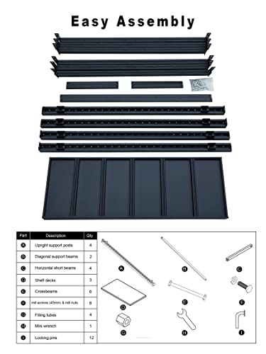 BIBKOK 3-Tier Industrial Shelving Rack, Heavy Duty Workshop Storage Rack, Adjustable Metal Garage Shelf,1500lbs Capacity for Warehouse Basement Storeroom Supermarket