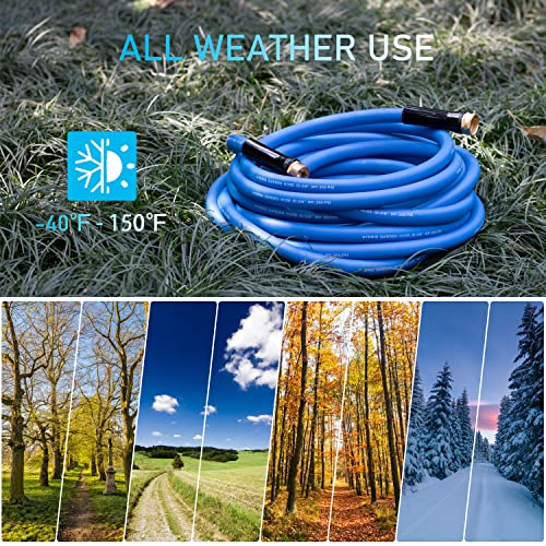 DayisTools Heavy Duty Hybrid Garden Hose 50ft, Flexible Kink Resistant Water Hose 5/8 IN x 50 Feet, Lightweight, Super Strong, All-weather, Burst 600 PSI, 3/4 IN GHT Solid Brass Fittings, Blue