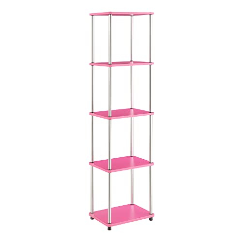 Convenience Concepts Designs2Go No Tools 5 Tier Tower, Pink/Chrome