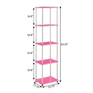 Convenience Concepts Designs2Go No Tools 5 Tier Tower, Pink/Chrome