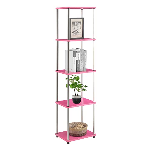 Convenience Concepts Designs2Go No Tools 5 Tier Tower, Pink/Chrome