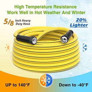 GREENER 50FT Tools Hybrid Garden Hose Dia.5/8’’ Inner Durable Rv Garden Hose with Swivel Grip Handle 150PSI High Burst Strength Industrial Water Hose for All Weather Outdoor (Yellow)