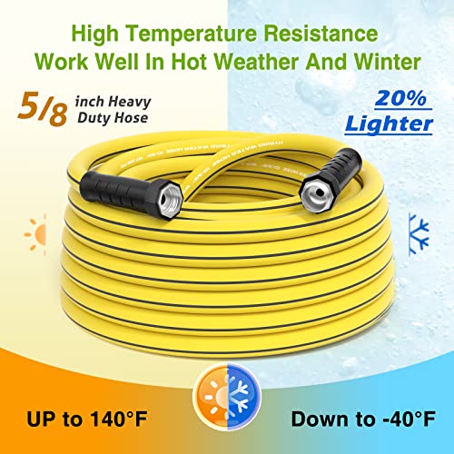 GREENER 50FT Tools Hybrid Garden Hose Dia.5/8’’ Inner Durable Rv Garden Hose with Swivel Grip Handle 150PSI High Burst Strength Industrial Water Hose for All Weather Outdoor (Yellow)