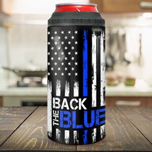 winorax Police Gifts Back The Blue American Flag Tumbler 4-in-1 Can Cooler Stainless Steel 16oz Travel Mug Coffee Cups US Flag Police Academy Graduation Gifts for Men Cops Officer Retirement