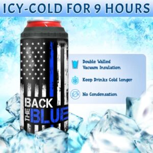 winorax Police Gifts Back The Blue American Flag Tumbler 4-in-1 Can Cooler Stainless Steel 16oz Travel Mug Coffee Cups US Flag Police Academy Graduation Gifts for Men Cops Officer Retirement