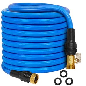 50ft expandable garden hose, 2023 upgrade lightweight extra strength fabric and 3-layer latex core, reusable 3/4" solid brass fittings, dirt-resistant, no-kink, best choice for watering and washing