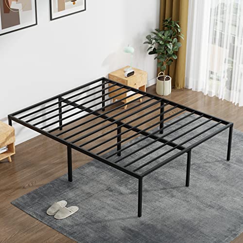 Bed Frame Metal Platform Bed Frame 18 Inch High Mattress Foundation No Box Spring Needed Heavy Duty Steel Slat Noise-Free Easy Assembly Under-Bed Storage (Queen)