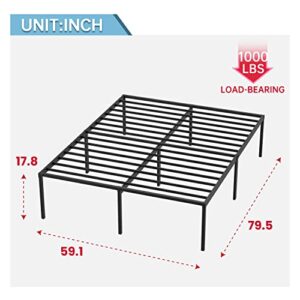 Bed Frame Metal Platform Bed Frame 18 Inch High Mattress Foundation No Box Spring Needed Heavy Duty Steel Slat Noise-Free Easy Assembly Under-Bed Storage (Queen)