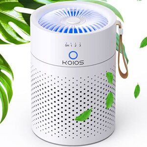 air purifiers for bedroom home, koios h13 true hepa filter air purifiers for desktop office car pets with usb cable, small air cleaner, night light, timer, remove smoke, dust, odors, pollen