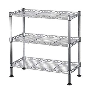 qxdragon 3-shelf storage wire shelves heavy duty 3 tiers standing shelving units adjustable metal organizer wire rack, zinc