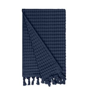 gilden tree decorative waffle hand towels for bathroom, quick drying fingertip towel, modern style (midnight blue)