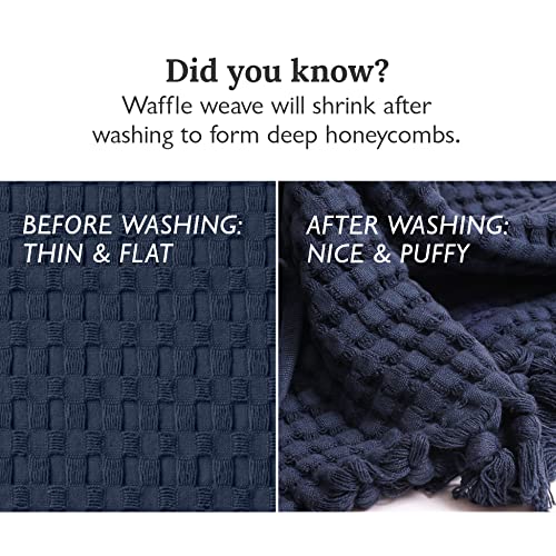 GILDEN TREE Decorative Waffle Hand Towels for Bathroom, Quick Drying Fingertip Towel, Modern Style (Midnight Blue)