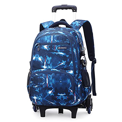 Amythe Rolling Backpack for Kids Teenagers, Casual Laptop Backpack - Lightweight, Waterproof,Tear-Resistant, Six-Wheeled for Easy Transport，Travel Luggage Backpack