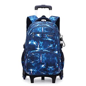 Amythe Rolling Backpack for Kids Teenagers, Casual Laptop Backpack - Lightweight, Waterproof,Tear-Resistant, Six-Wheeled for Easy Transport，Travel Luggage Backpack