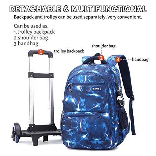 Amythe Rolling Backpack for Kids Teenagers, Casual Laptop Backpack - Lightweight, Waterproof,Tear-Resistant, Six-Wheeled for Easy Transport，Travel Luggage Backpack