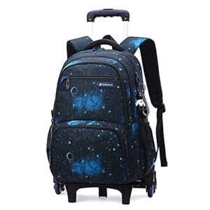 Amythe Rolling Backpack for Kids Teenagers, Casual Laptop Backpack - Lightweight, Waterproof,Tear-Resistant, Six-Wheeled for Easy Transport，Travel Luggage Backpack