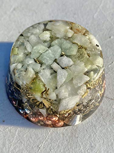 Jade Mix Single Crystal Small Tower Buster Orgone Generator Energy Accumulator PERFECT GIFTING TOOL!!!! Made using Advance Harmonics Orgonite Many Beautiful Ingredients! (Jade Mix)