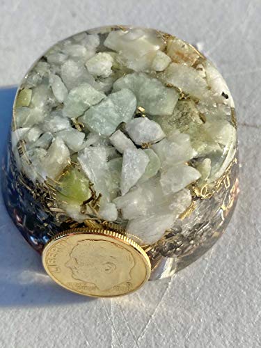 Jade Mix Single Crystal Small Tower Buster Orgone Generator Energy Accumulator PERFECT GIFTING TOOL!!!! Made using Advance Harmonics Orgonite Many Beautiful Ingredients! (Jade Mix)