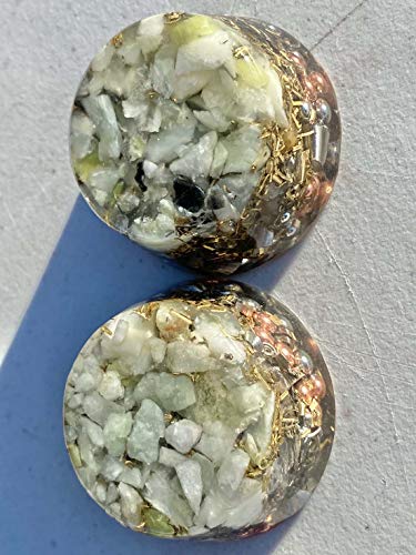 Jade Mix Single Crystal Small Tower Buster Orgone Generator Energy Accumulator PERFECT GIFTING TOOL!!!! Made using Advance Harmonics Orgonite Many Beautiful Ingredients! (Jade Mix)