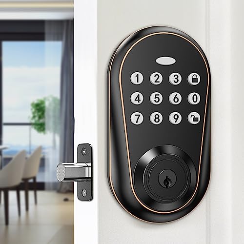 IRONZON Door Locks with Keypads Front Door Lock Deadbolt Lock Keyless Entry Door Lock with 3 Keys Auto Lock F150