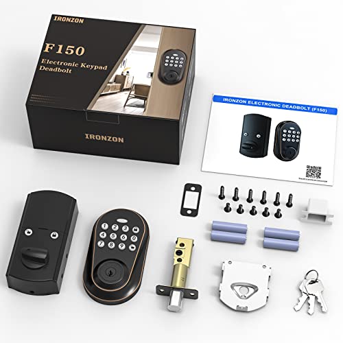 IRONZON Door Locks with Keypads Front Door Lock Deadbolt Lock Keyless Entry Door Lock with 3 Keys Auto Lock F150