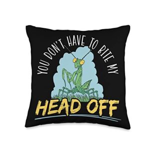 praying mantis future entomologist stemi apparel you don't have to bite my head off praying mantis throw pillow, 16x16, multicolor