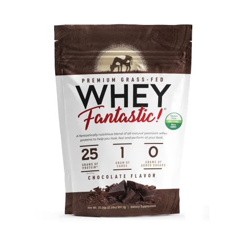 Whey Fantastic Chocolate - 100% Natural Grass Fed Whey Protein Powder - Unique 3-Whey Blend of Whey Isolate, Concentrate & Hydrolysate Provides 25g of Protein per Serving - 2.34lb-28 Servings