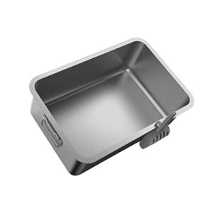 MagiDeal Kitten Cat Litter Box Stainless Steel with High Sides Anti Rust Accessories Durable Rounded Edges Simple to Clean with Side Carrying Handle, 45x35x10cm