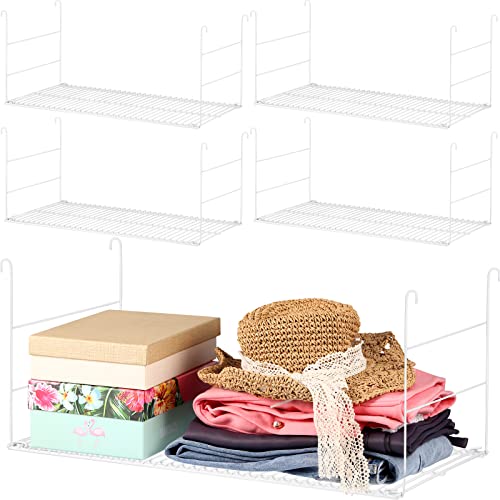 4 Pieces 24 Inch Long Hanging Wire Shelf Wire Shelf Accessory Closet Wire Shelf Organizer Steel Wire Shelving for Storage Room Laundry Room Kitchen Pantry Desk Bookshelf Cupboard Office Bathroom