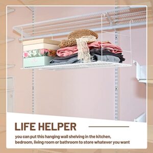 4 Pieces 24 Inch Long Hanging Wire Shelf Wire Shelf Accessory Closet Wire Shelf Organizer Steel Wire Shelving for Storage Room Laundry Room Kitchen Pantry Desk Bookshelf Cupboard Office Bathroom