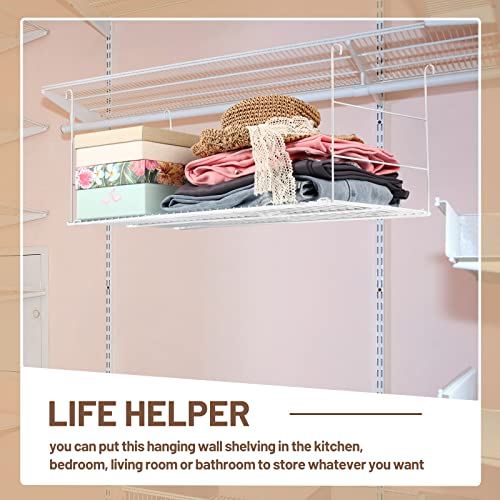 4 Pieces 24 Inch Long Hanging Wire Shelf Wire Shelf Accessory Closet Wire Shelf Organizer Steel Wire Shelving for Storage Room Laundry Room Kitchen Pantry Desk Bookshelf Cupboard Office Bathroom