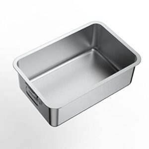 Leefasy Rabbit Litter Box Holder Stainless Steel Anti-Rust Durable Side Handle Accessories Easy to Clean, 45x35x10cm