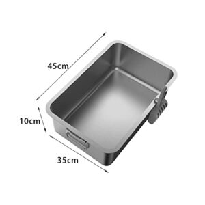 Leefasy Rabbit Litter Box Holder Stainless Steel Anti-Rust Durable Side Handle Accessories Easy to Clean, 45x35x10cm