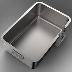 Leefasy Rabbit Litter Box Holder Stainless Steel Anti-Rust Durable Side Handle Accessories Easy to Clean, 45x35x10cm