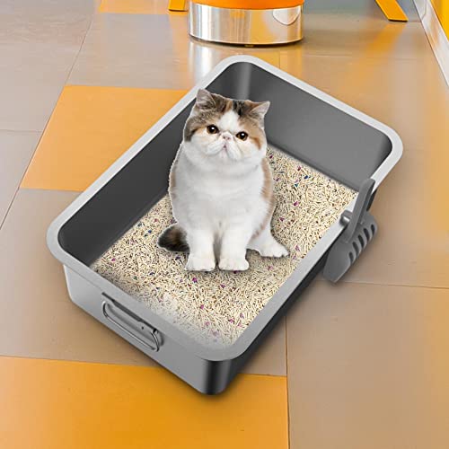 Leefasy Rabbit Litter Box Holder Stainless Steel Anti-Rust Durable Side Handle Accessories Easy to Clean, 45x35x10cm