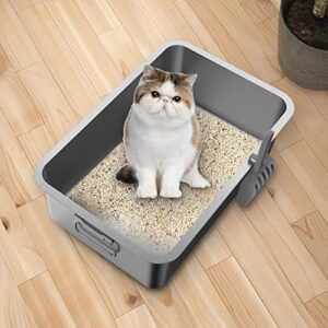 Leefasy Rabbit Litter Box Holder Stainless Steel Anti-Rust Durable Side Handle Accessories Easy to Clean, 45x35x10cm