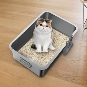 Leefasy Rabbit Litter Box Holder Stainless Steel Anti-Rust Durable Side Handle Accessories Easy to Clean, 45x35x10cm