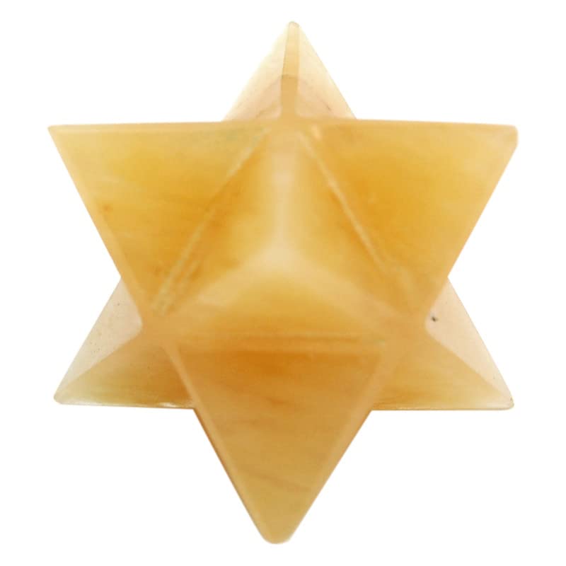 GAGZI Natural Reiki Healing Crystal Gemstone Spiritual Energy Generator Yellow Jade Merkaba Star 8 Point 20 to 25 mm Approx