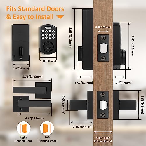 Tinewa Fingerprint Door Lock, Keyless Entry Door Lock, Electronic Keypad Deadbolt, Auto Lock, Anti-Peeking Password, Front Door Handleset for Homes, Apartments, Easy to Install