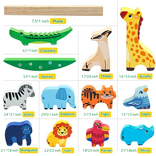 Jade Hare 14 Pcs Wooden Animal Blocks,Stacking Animals Balance Block Toys, Montessori Toys for 3-5 Years Toys Toddlers 1-3 and 2-4 Years Old Boys Girls Birthday Gift Preschool Educational Toys