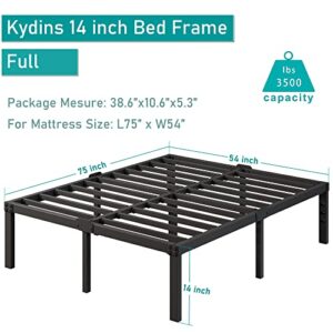 Kydins Full Size Bed Frame with Headboard Compatible Storage for Girls Black Metal Platform 3500 Lbs Heavy Duty Classic Metal Bed Frames Non-Slip and Noise-Free Mattress Foundation