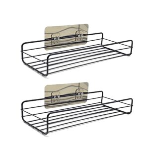 floating shelves for wall set of 2, wall mounted storage shelves with black metal frame for bathroom, bedroom, living room, kitchen, office (black)