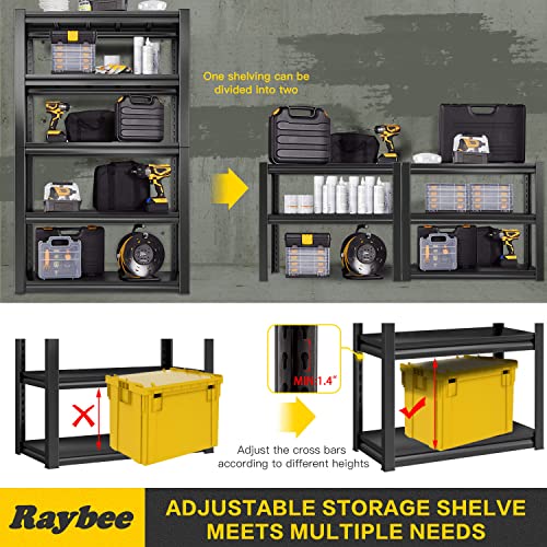 Raybee 2 Pack Garage Shelving Heavy Duty Storage Shelves Adjustable 5 Tier Metal Rack for Warehouse Pantry Kitchen, 31.5" W x 16.5" D x 72" H Black