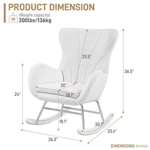 FUNNIU Rocking Chair Nursery, Glider Chair for Baby Nursing with Blanket Velvet Upholstered Indoor Glider Rocker Comfy Armchair Living Room Chair Accent Chair with High Backrest and Armrests