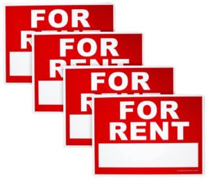 8 x 12 inches for rent sign plastic coated self-adhesive window peal sticker with a space to hand write- 4pack