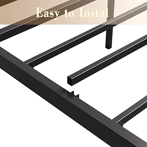 LIKIMIO Full Size Bed Frame, Tall Industrial Headboard 51.2", Platform Bed Frame Full with Strong Metal Support, Solid and Stable, Noise Free, No Box Spring Needed, Easy Assembly